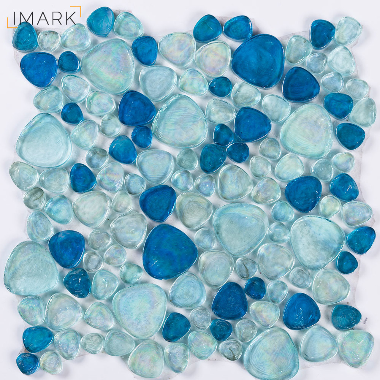 Iridescent Aqua Blue Pebble Glass Mosaic Swimming Pool Tile Gpl101