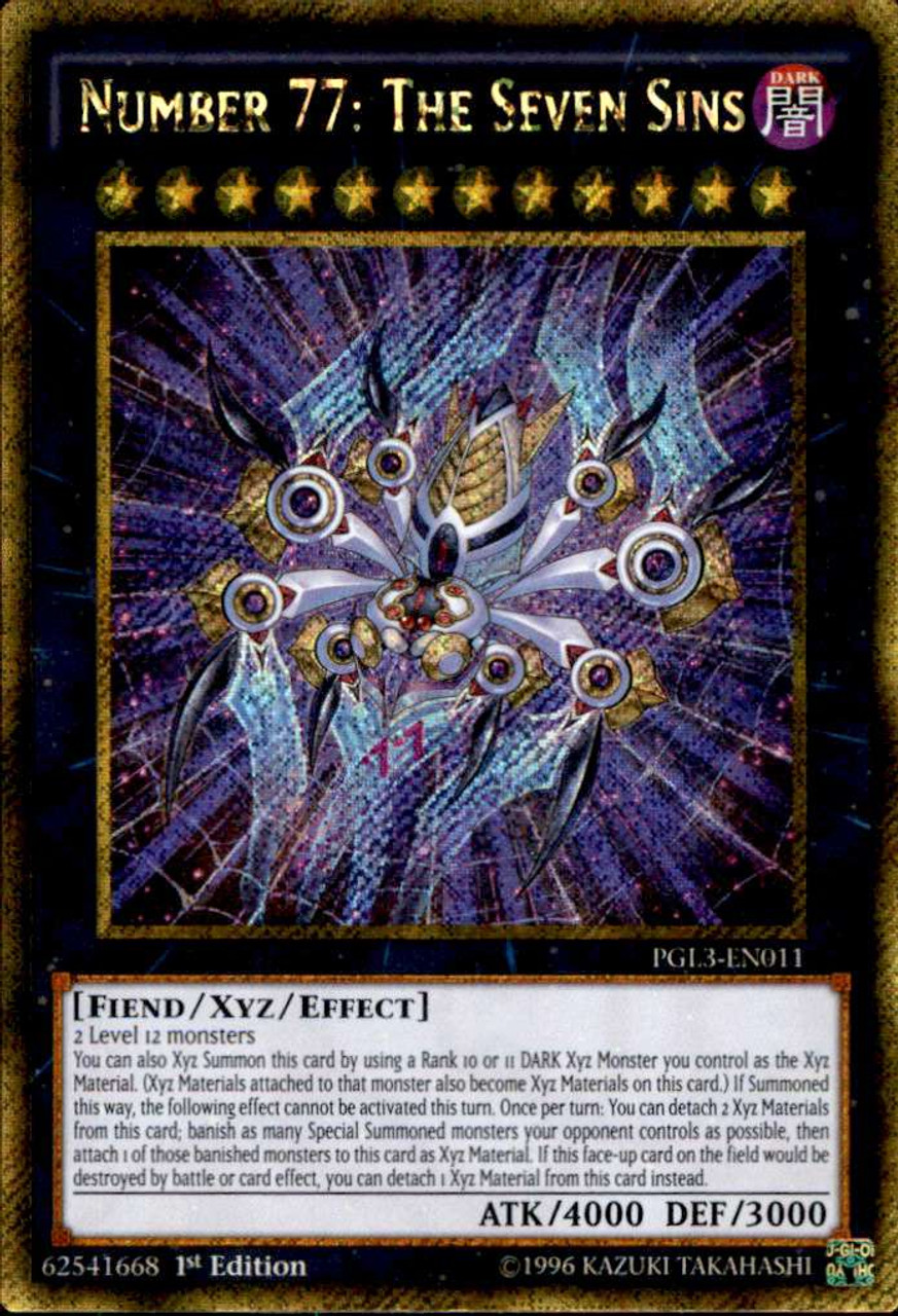 Yugioh Premium Gold Infinite Gold Single Card Gold Secret Rare Number 77 The Seven Sins Pgl3