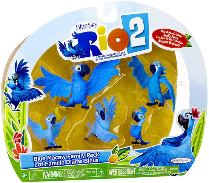 Rio 2 Blue Macaw Family Mini Figure 5-Pack Blu, Jewel, Carla, Bia Tiago ...