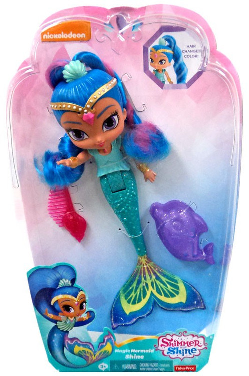 Fisher Price Shimmer Shine Magic Mermaid Shine 9 Basic Doll Hair ...