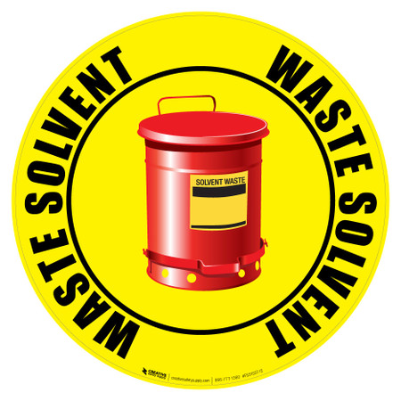 Waste Solvent Trash Can Floor Sign | Creative Safety Supply