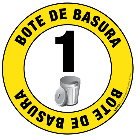Bote de Basura (Trash Can) - Floor Sign with numbers