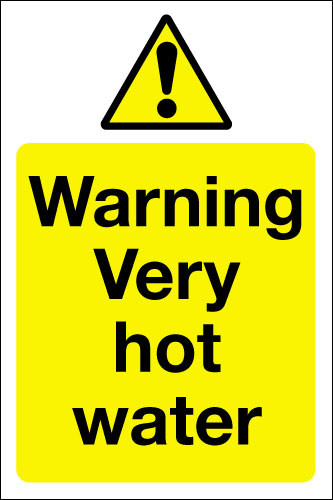 Caution very hot water sign