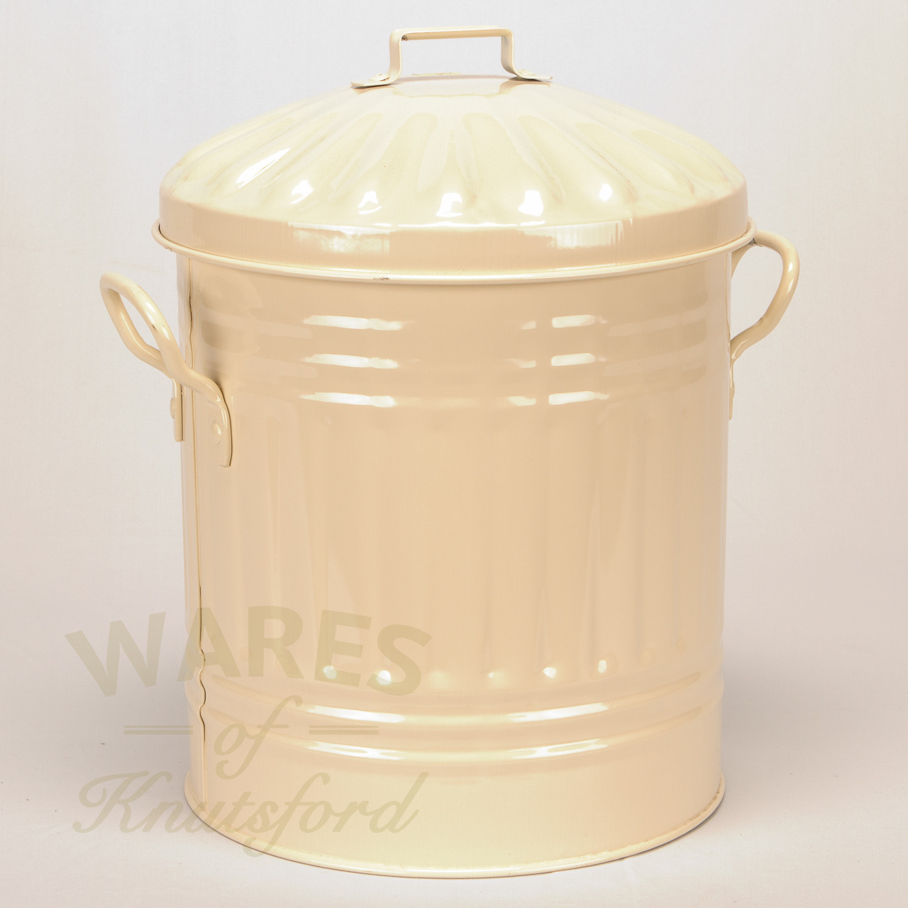 Galvanised Metal Painted Mini Dustbin in Cream - Wares of Knutsford Ltd