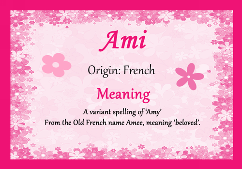 Ami Personalised Name Meaning Coaster - The Card Zoo