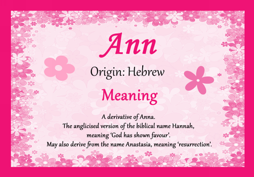 Ann Personalised Name Meaning Certificate - The Card Zoo