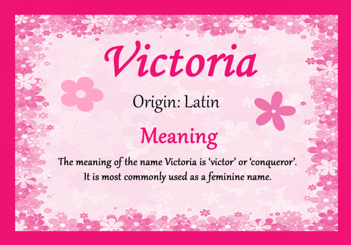 Victoria Personalised Name Meaning Placemat - The Card Zoo
