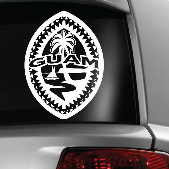 White Tribal Guam Seal Vinyl Car Sticker Decal