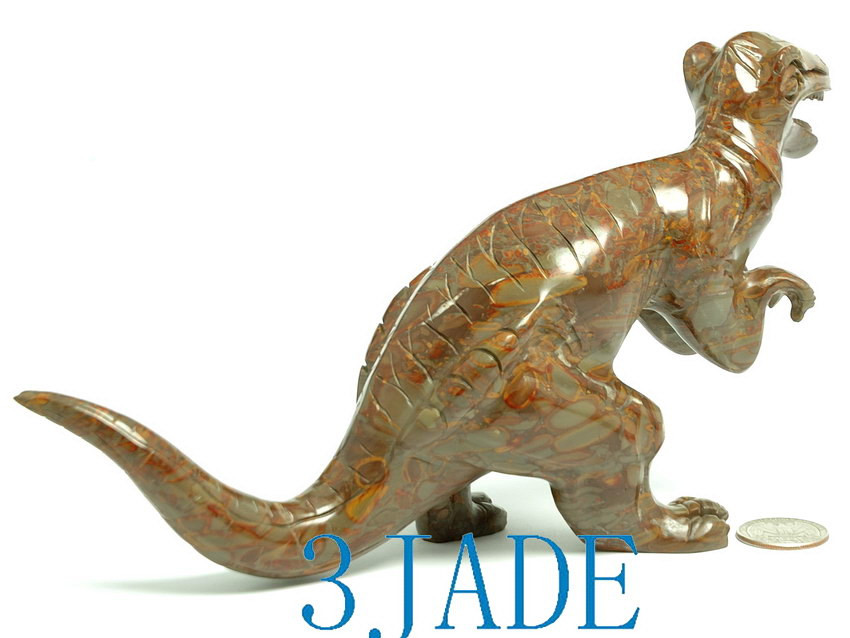 Hand Carved Jasper/Bamboo Stone Dinosaur Tyrannosaurus Carving ...