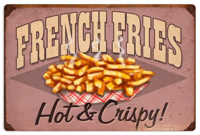 Retro French Fries Metal Sign 24 x 16 Inches