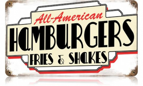 Retro Old Fashioned Hamburgers Metal Sign