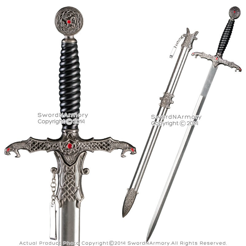 31.5" One Handed Medieval Snake Cobra Fantasy Sword with Steel Scabbard ...