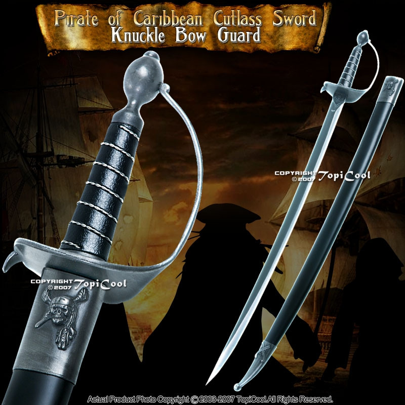 30" Classic Caribbean Pirate Cutlass Sword Bow Guard Cosplay Movie Replica