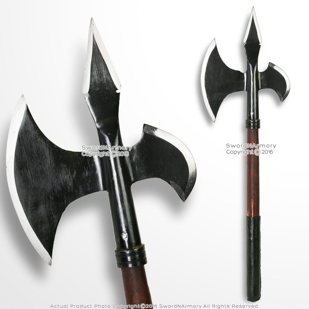 23" Iron Blackened Viking Warriror Battle Axe Combat Hatchet Poleaxe ...