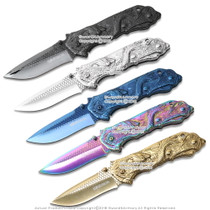 8" Titanium Dragon Falcon Elite Spring Assisted Tactical Pocket Knife