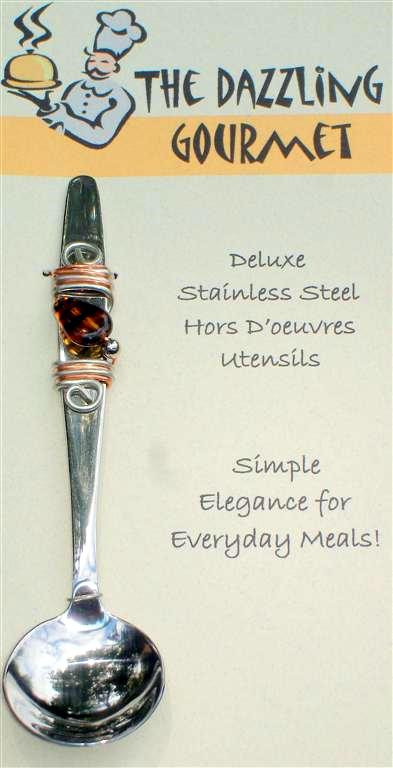 Dazzling Gourmet Condiment Spoon with Tortoise Shell Bead - Heartwood Gifts