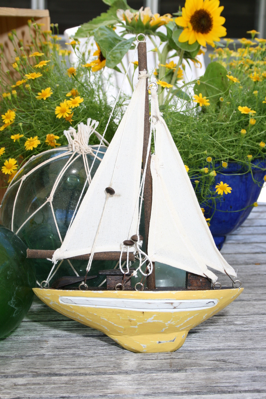 SAILBOAT WALL HANGING YELLOW COASTAL 12 NAUTICAL DECOR SAILBOAT WALL HANGING YELLOW COASTAL 12 NAUTICAL DECOR