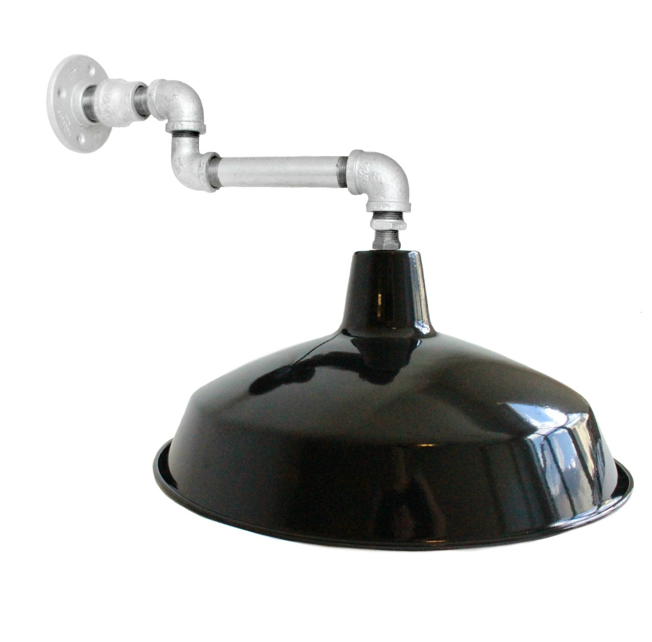 Galvanized Industrial Lighting - Black Metal Shade, Pipe Wall Sconce ...