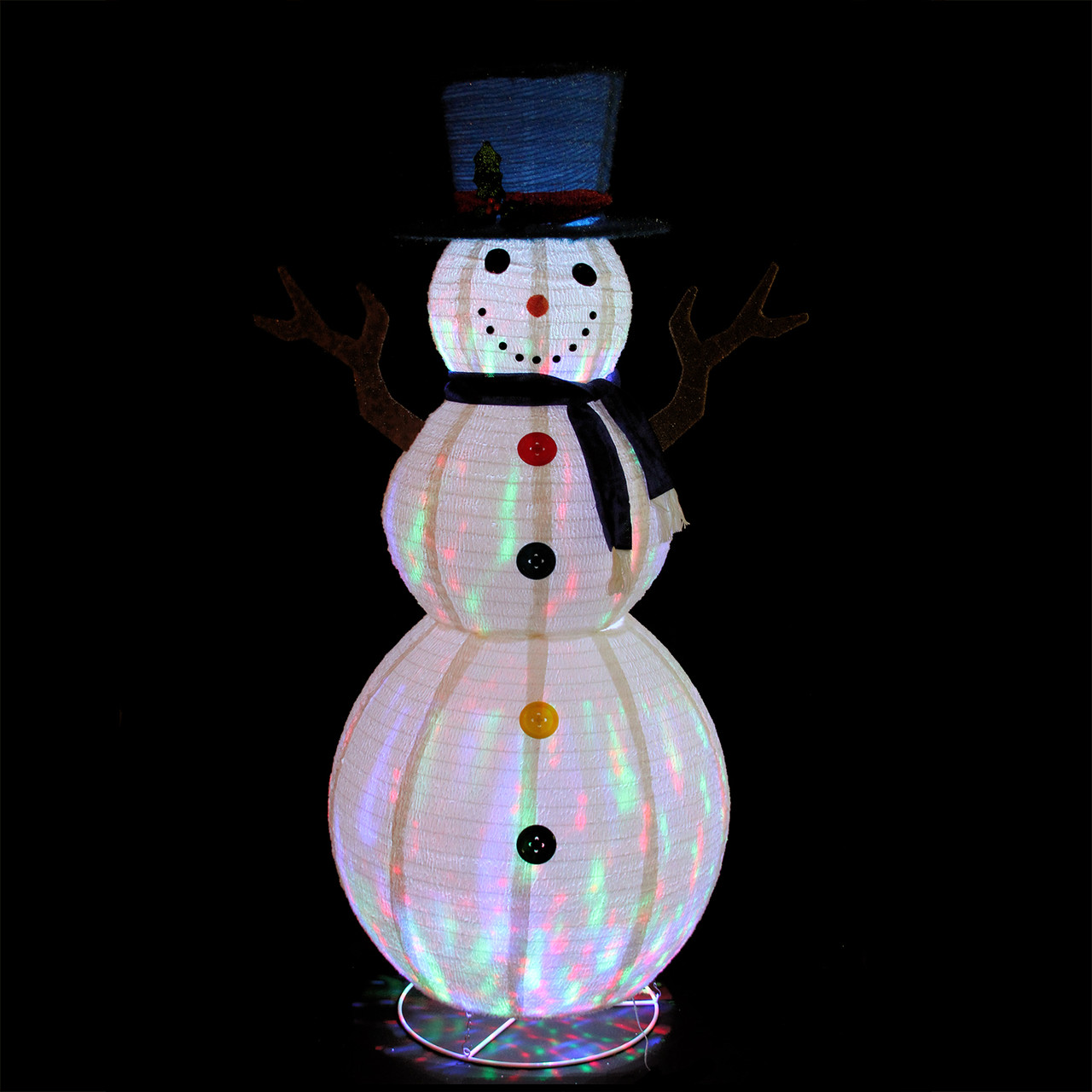 72" Pre-Lit LED Multi-Color Embossed Snowman with Top Hat Christmas ...