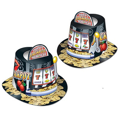 Club Pack of 25 Black Jackpot Casino Slot Machine Pop-Up Hi-Hat Costume ...