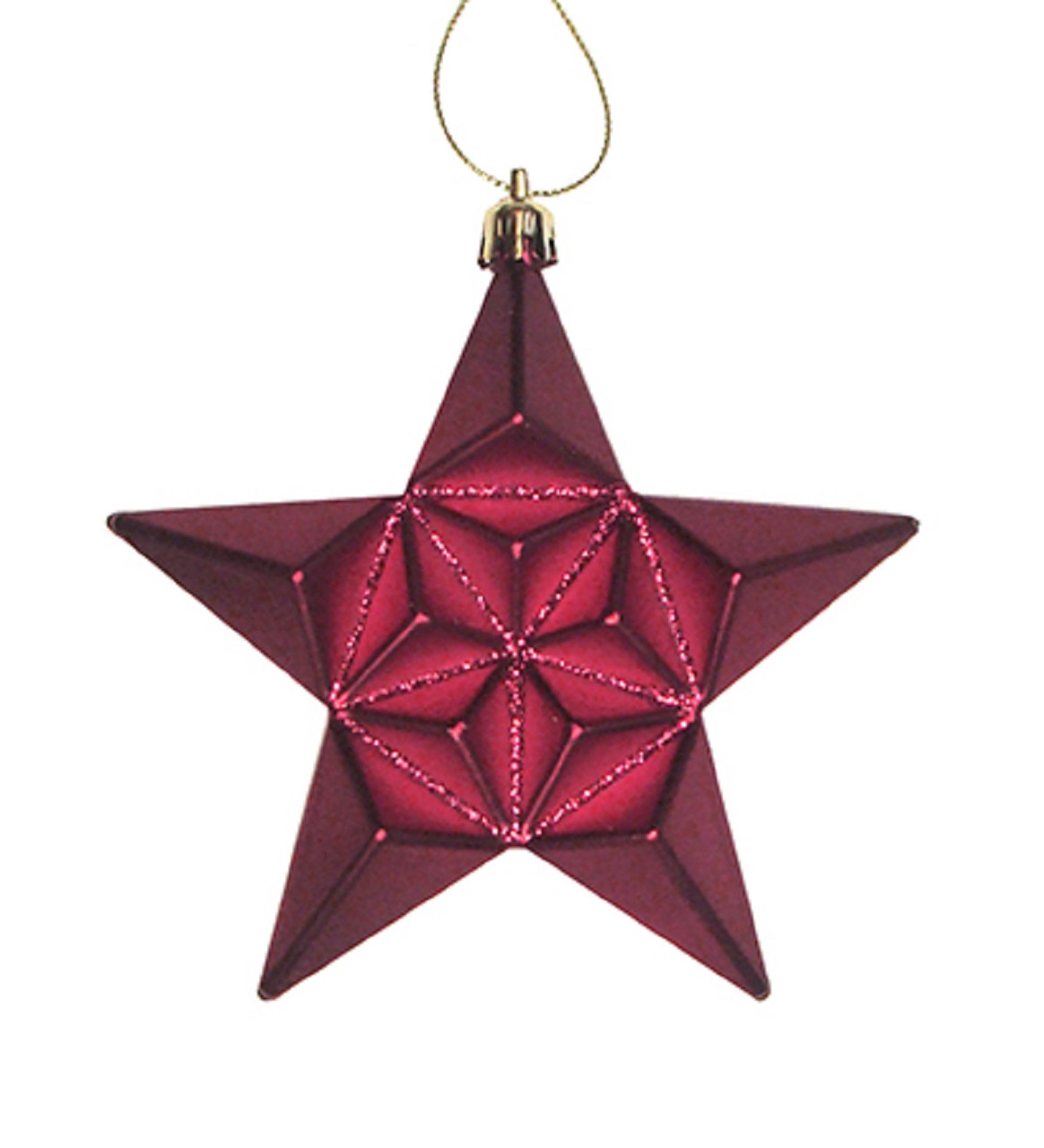 12ct Matte Burgundy Glittered Star Shatterproof Christmas Ornaments 5 ... 12ct Matte Burgundy Glittered Star Shatterproof Christmas Ornaments 5 ...