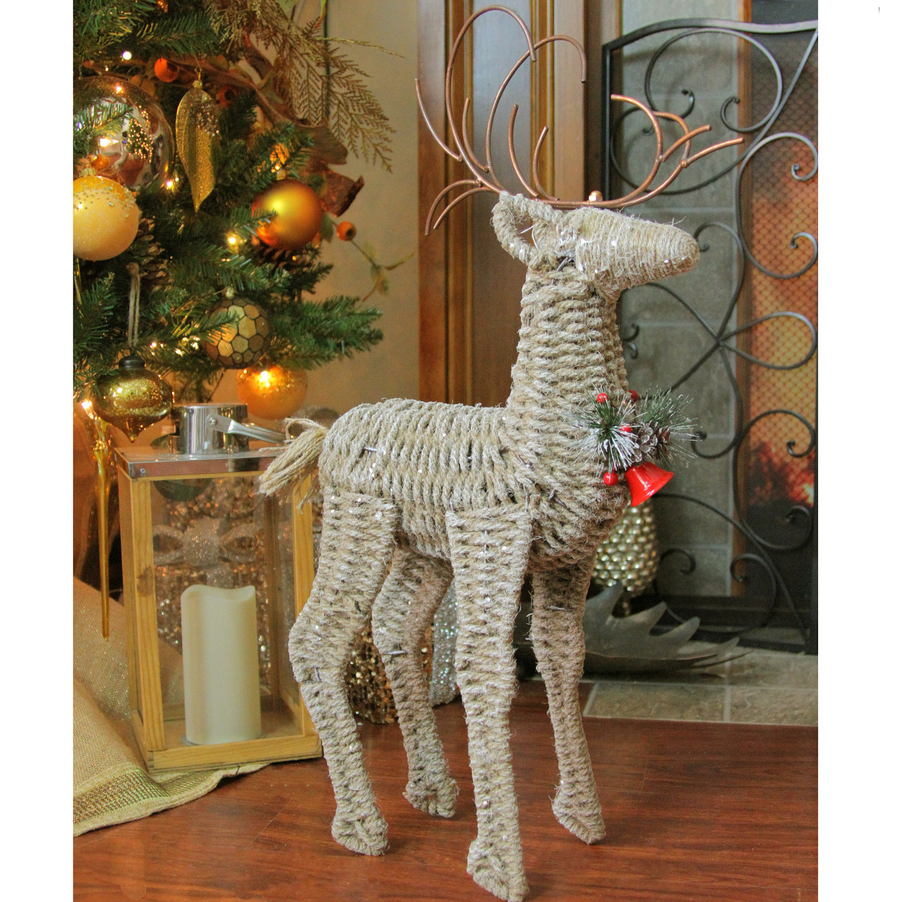 26" Reindeer Twine & Metal Christmas Decoration | Christmas Central