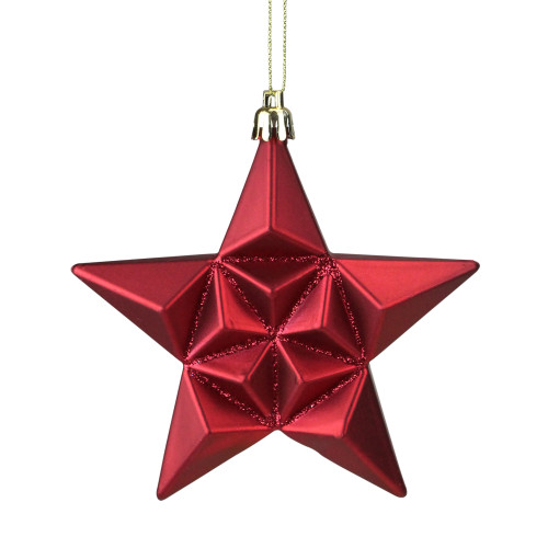 12ct Matte Red Hot Glittered Star Shatterproof Christmas Ornaments 5 ... 12ct Matte Red Hot Glittered Star Shatterproof Christmas Ornaments 5 ...