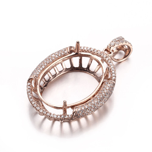 Oval 14K Diamond Semi Mount Pendant - Petra Gems