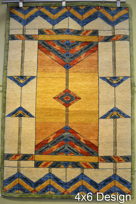 Stained Glass Gold Rug PC-51A - The Mission Motif