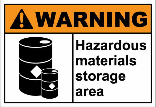 warnH058 - hazardous materials storage area - SafetyKore.com