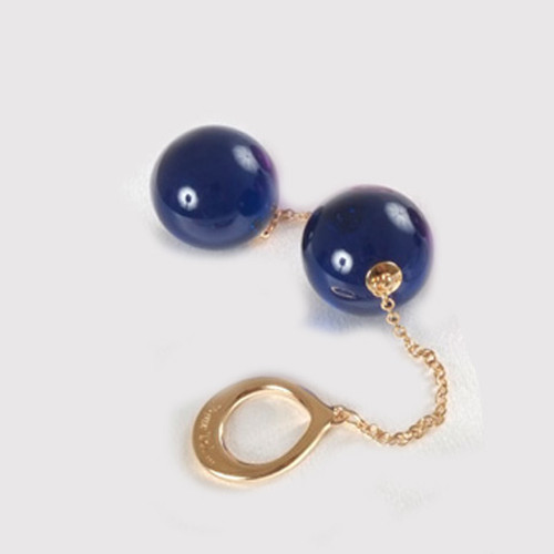 Sylvie Monthule Gold Loop With Blue Insertable Double Geisha Balls Dallas Novelty