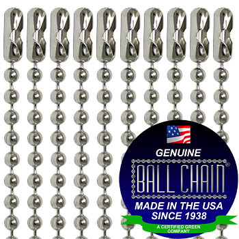 #3 Nickel Plated Steel Ball Chains with Connector - 18 Inch Length ...
