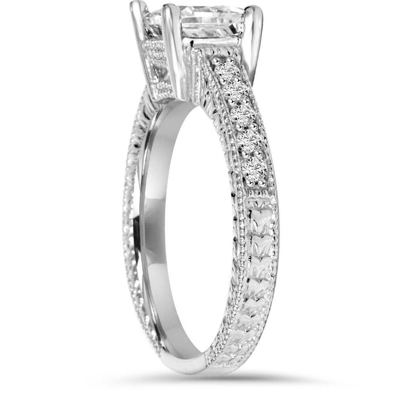 Vintage Princess Cut Real Diamond Engagement Ring 1ct Center Antique ... Vintage Princess Cut Real Diamond Engagement Ring 1ct Center Antique ...